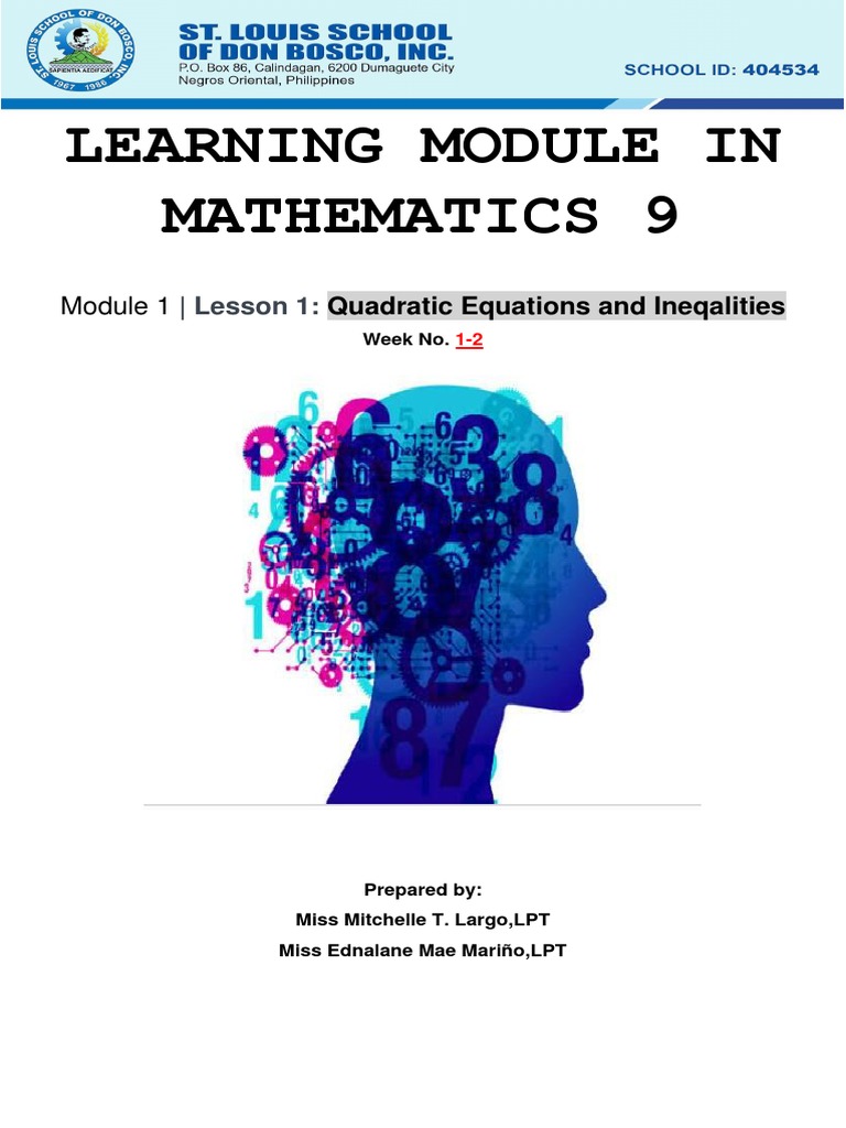 Math 1 Pdf Quadratic Equation Equations
