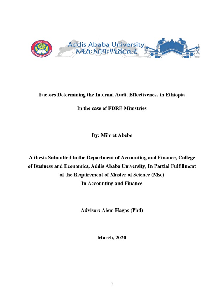 Factors Determining Internal Audit Effectiveness in Ethiopian Federal Ministries: A Case Study ...