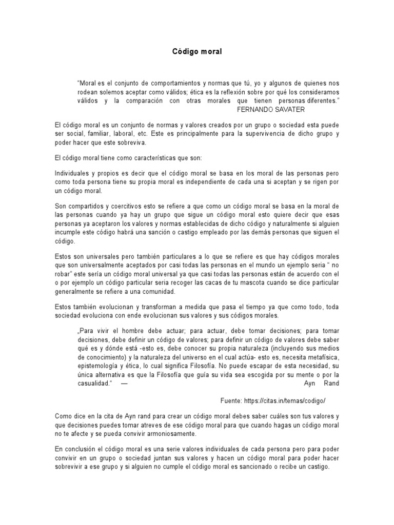 Código Moral | PDF | Moralidad | Etica Aplicada