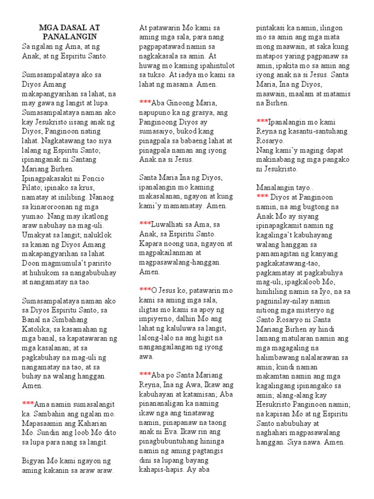 Mga Dasal at Panalangin | PDF