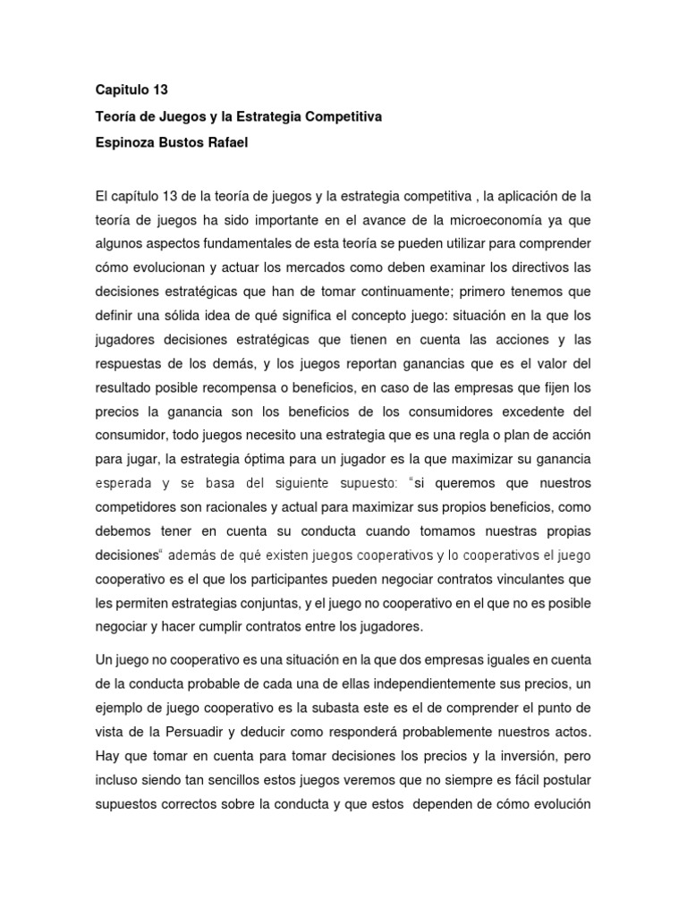 Sintesis Capitulo 13 Microeconomia Pindick | PDF | Teoría de juego ...
