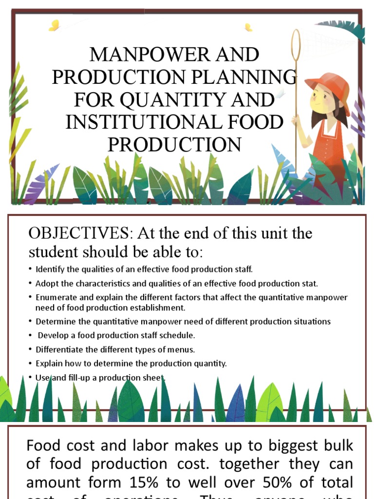 Food Production Manpower Planning | PDF | Business | Wellness