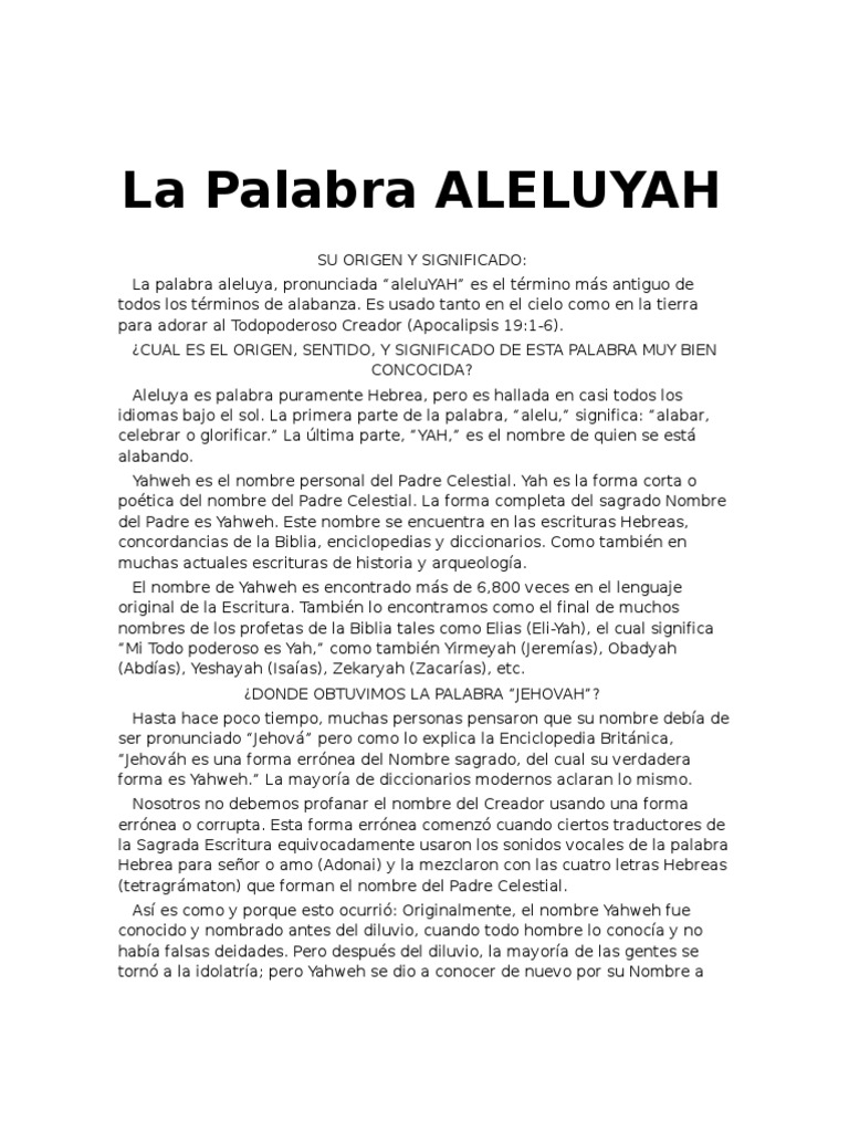 Significado de "Aleluya" en la Biblia | PDF | Yahvé | Jehová