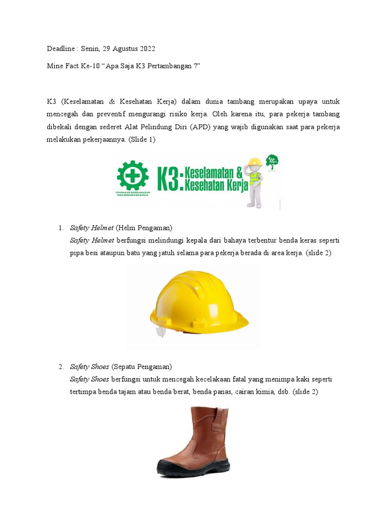 Mine Fact Ke-10 Apa Saja K3 Pertambangan | PDF