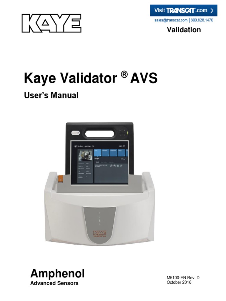 Kaye Validator Avs User Manual Pdf Verification And Validation