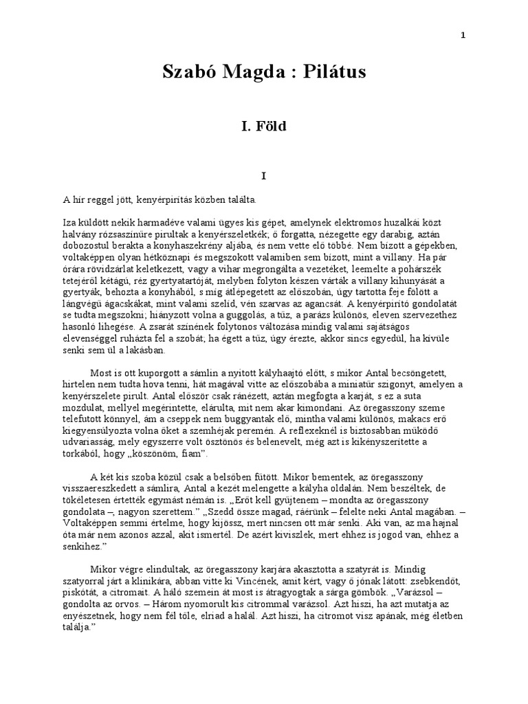 Szabó Magda Pilátus | PDF