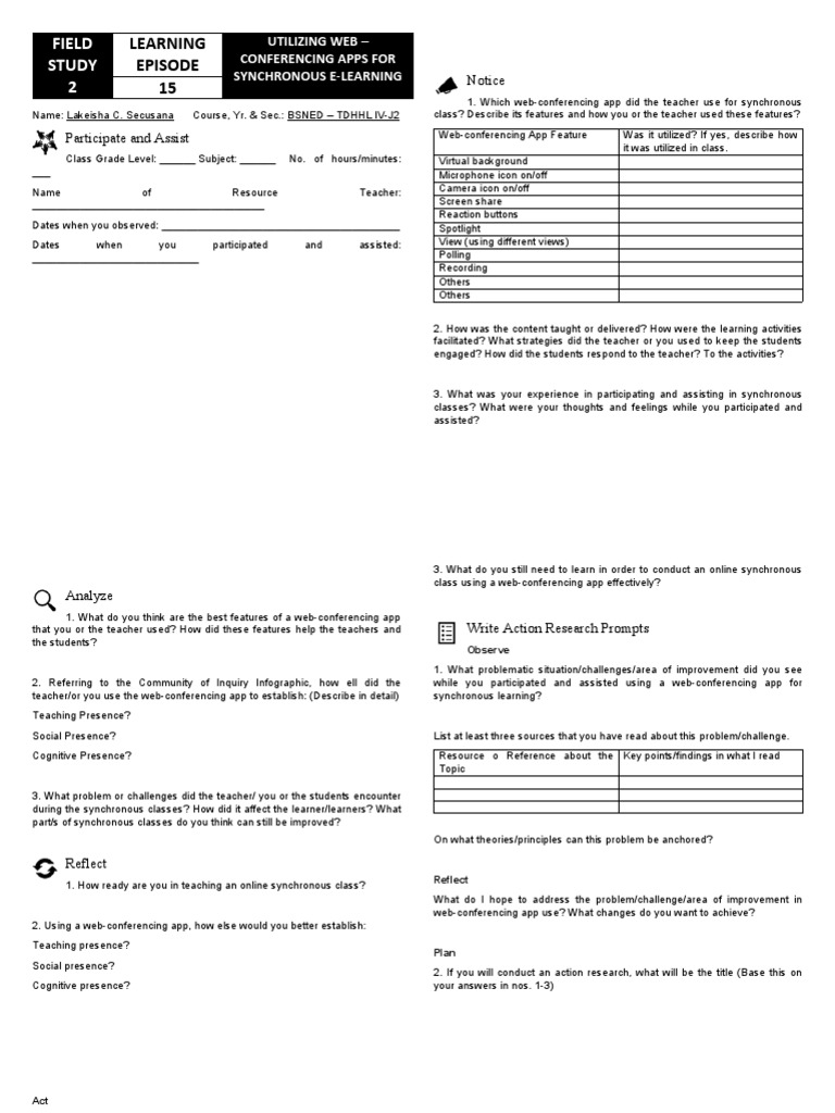 Learning Episode 15 (FS 2) | PDF