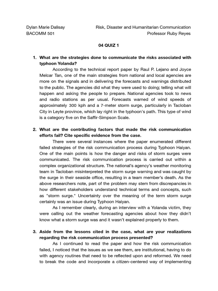 An Analysis of The Typhoon Yolanda Technical Report | PDF | Tropical ...