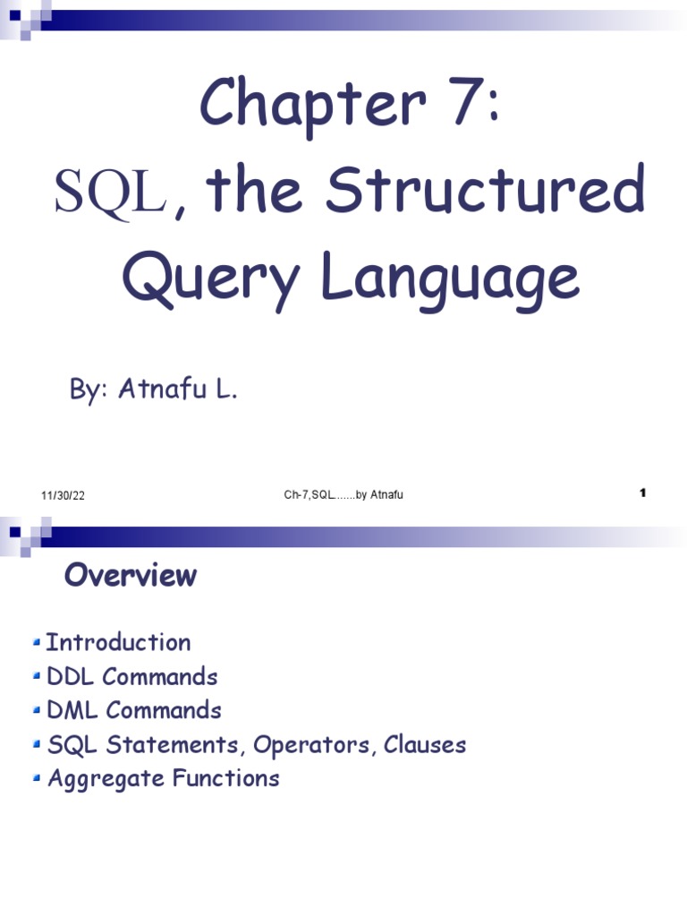 DBMS SQL Commands CH 7 | PDF | Sql | Relational Model
