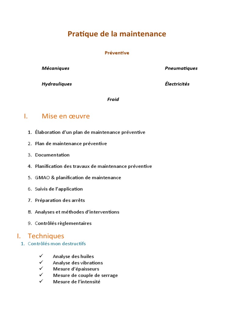 Pratique de La Maintenance | PDF