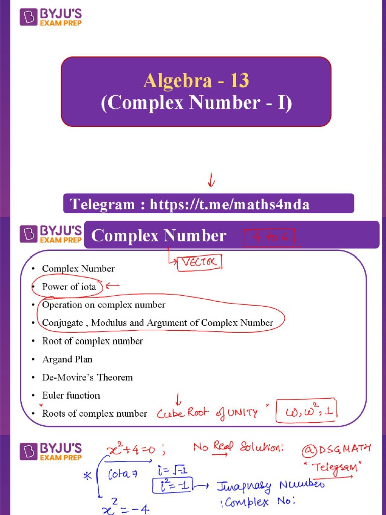 Live Class Complex Number Part I Pdf 
