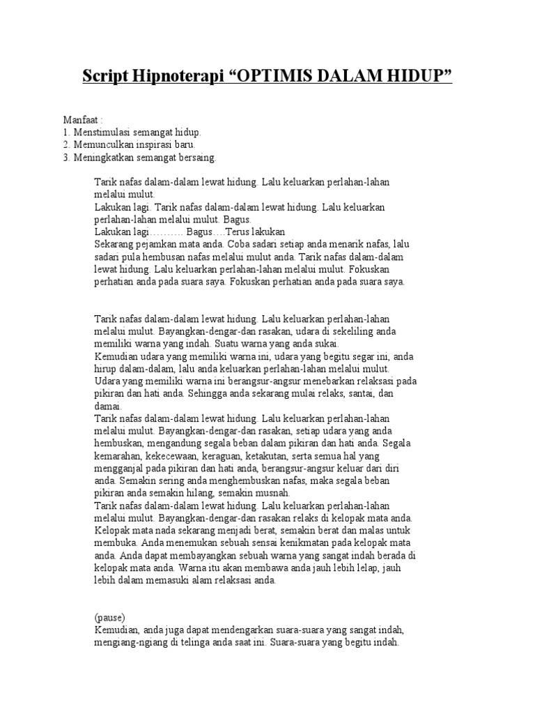 Script Hipnoterapi | PDF