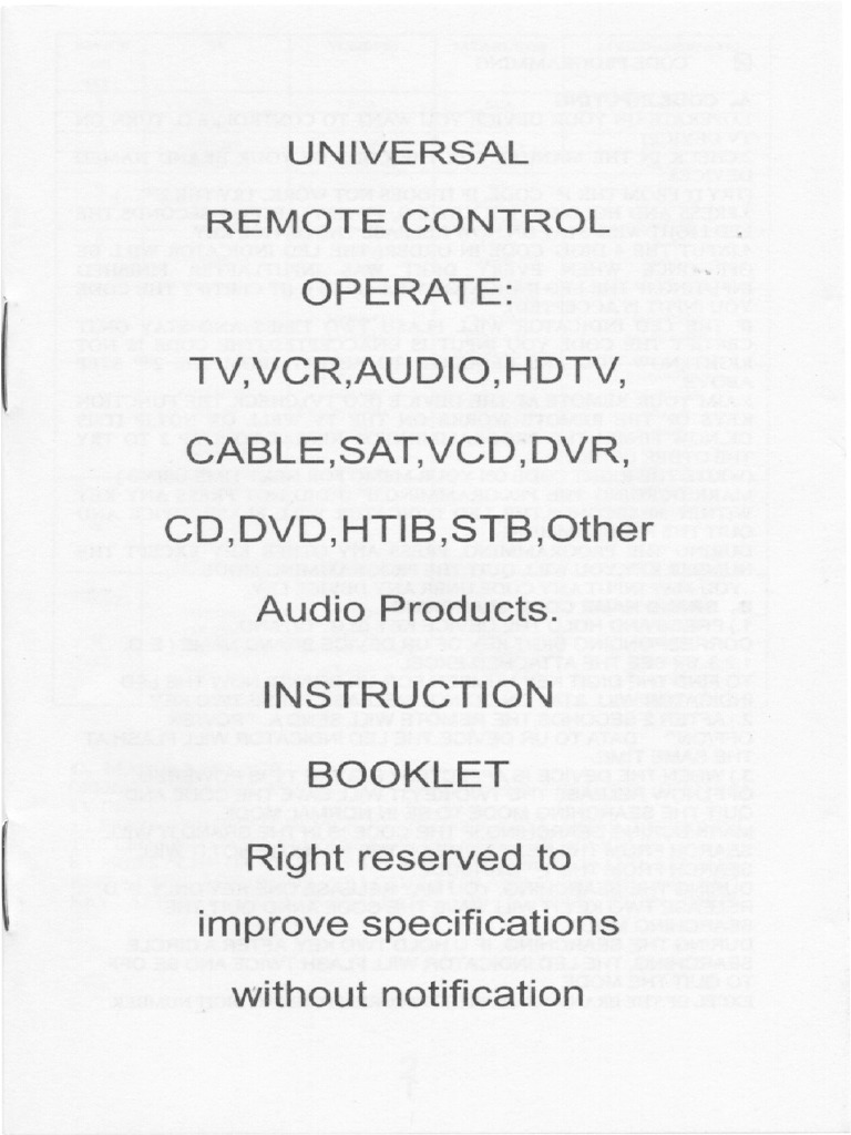VIV Urc 720 - Manual | PDF
