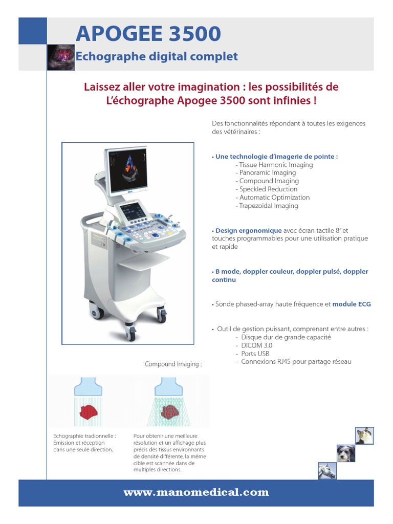 Échographe Apogee 3500 : Performances Vétérinaires | PDF | Échographie | Informatique
