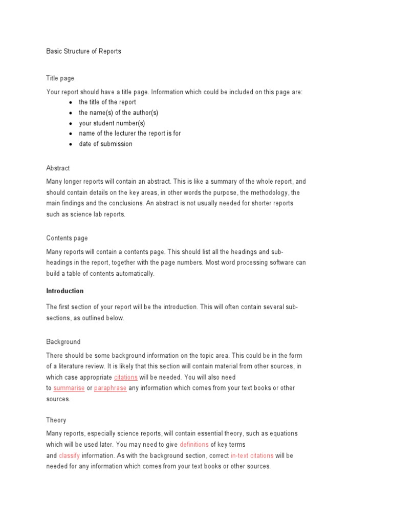 Basic Structure of Reports | PDF | Survey Methodology | Information