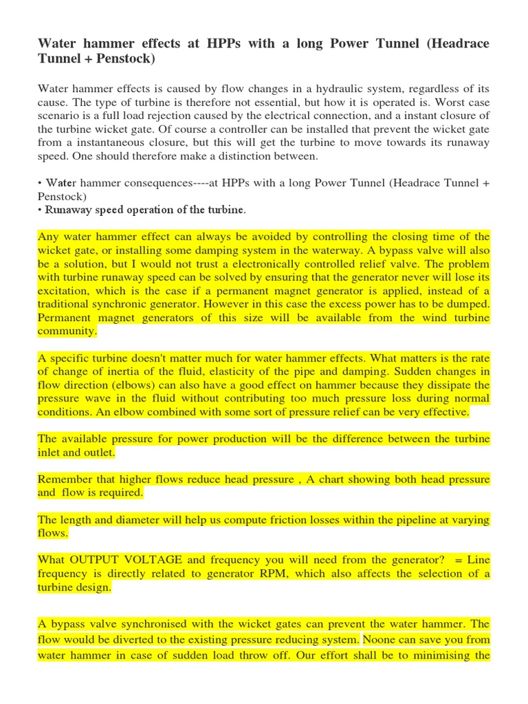 Mitigating Water Hammer Effects and Turbine Runaway Speed at Hydropower ...