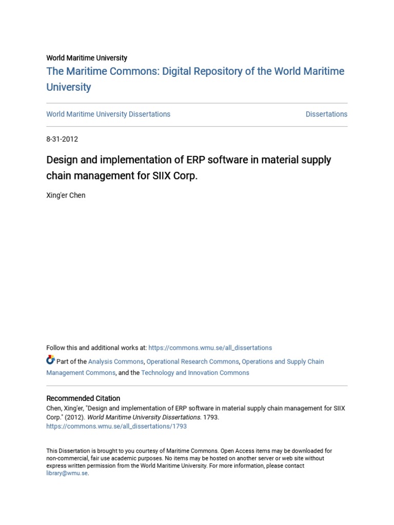 Design and Implementation of ERP Software in Material Supply Chai | PDF ...