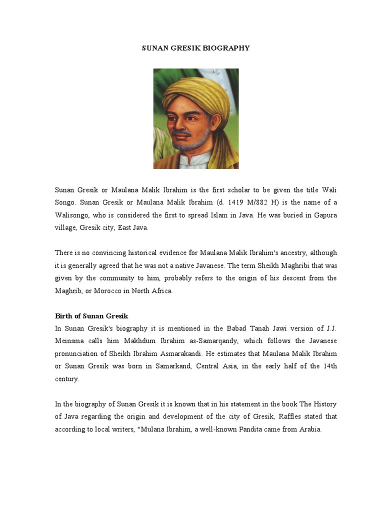 Biografi Sunan Gresik Dalam Bahasa Inggris | PDF | Abrahamic Religions
