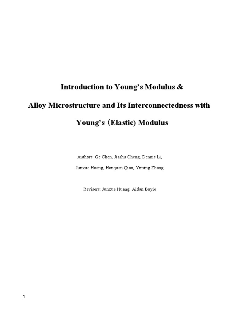 Introduction To Youngs Modulus and Alloy | PDF | Young's Modulus | Force