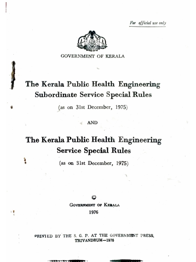 Kerala Public Health Engineering Service Special Rules, 1960 | PDF