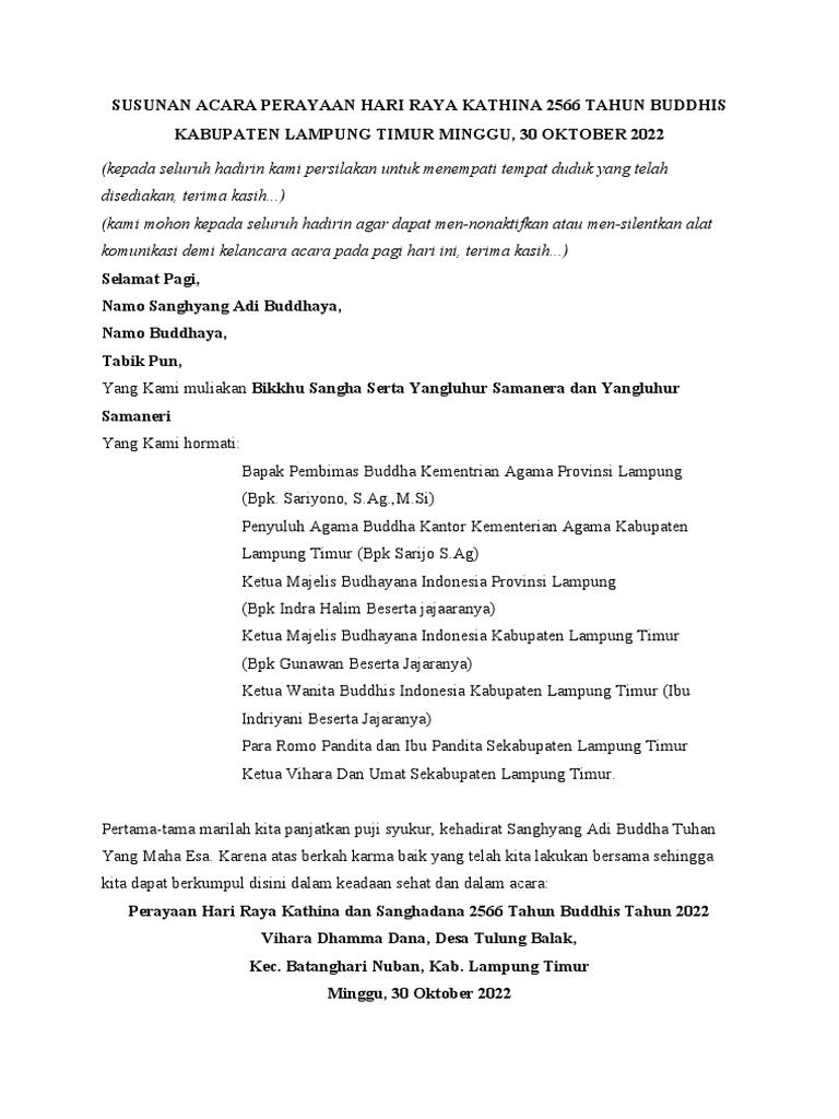 Susunan Acara Perayaan Waisak 2562 Be | PDF | Gaya Hidup