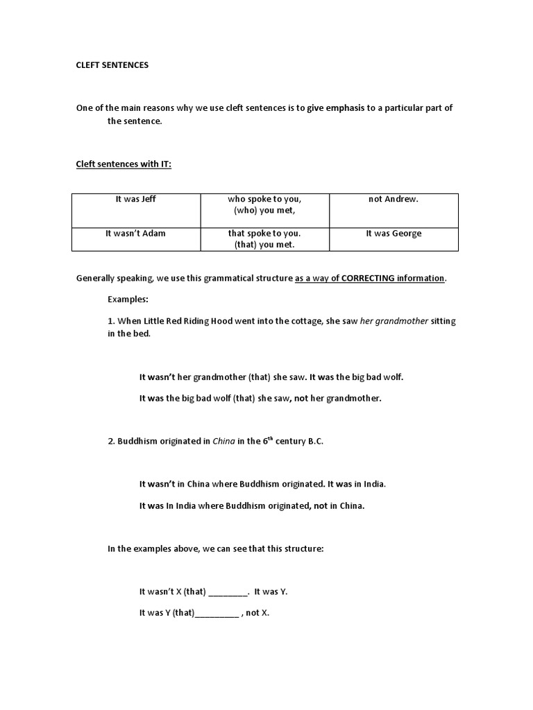 Cleft-Sentences | PDF | Language Mechanics | Grammar