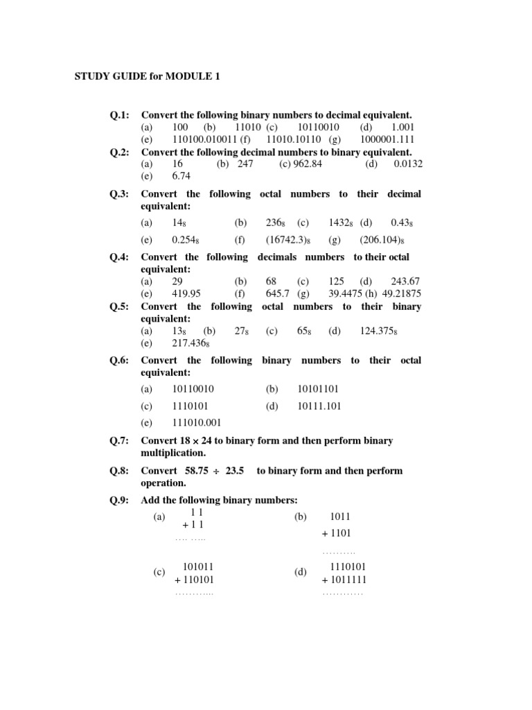SGM1 Binary Numbers | PDF