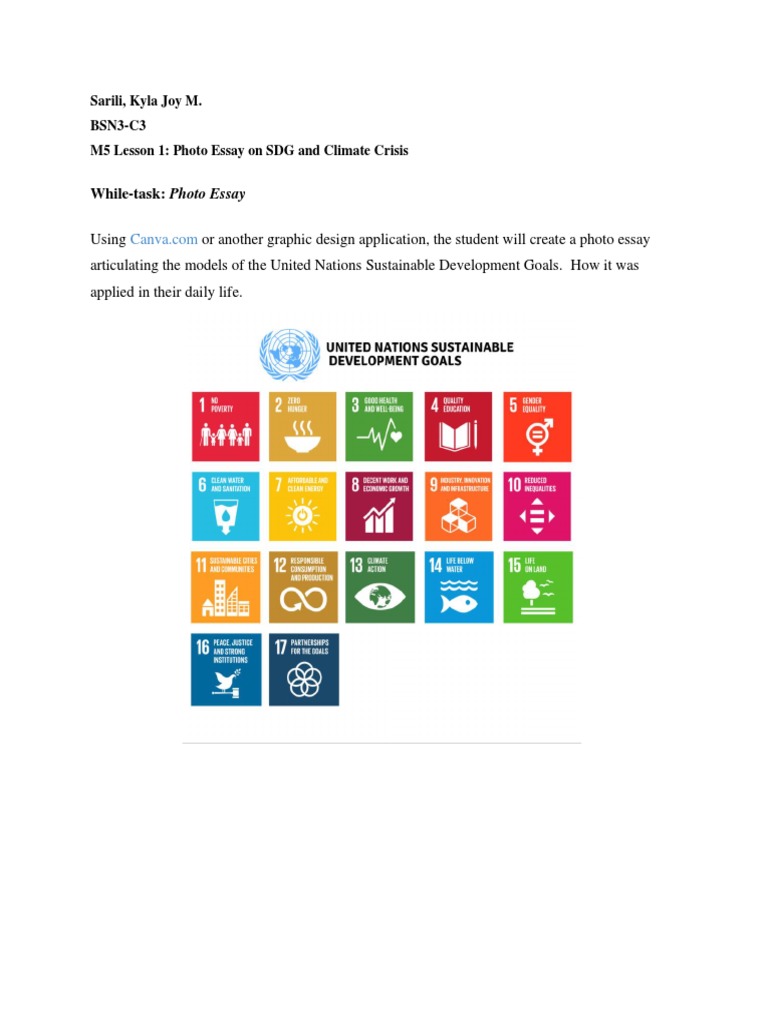 SARILI - M5 Lesson 1 - Photo Essay On SDG and Climate Crisis | PDF ...