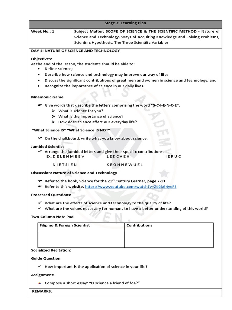 Week 1 and 2 - Scope of Science & The Scientific Method | PDF | Science ...