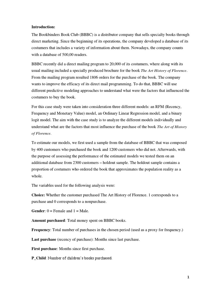 Bookbinders Case Study | PDF | Regression Analysis | Coefficient Of Determination