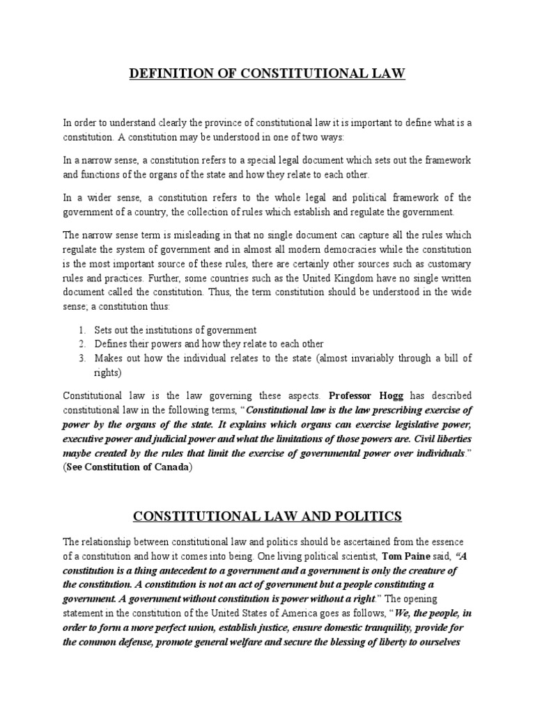 Definition and Scope of Constitutional Law | PDF | Constitution ...