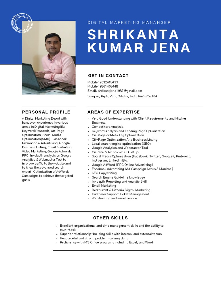 Resume - Shrikanta | PDF | Search Engine Optimization | Digital Marketing