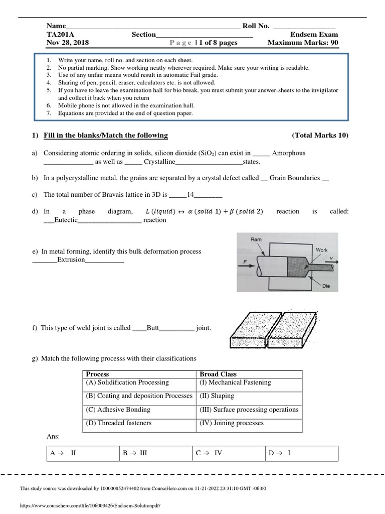 End Sem Solution | PDF | Construction | Welding