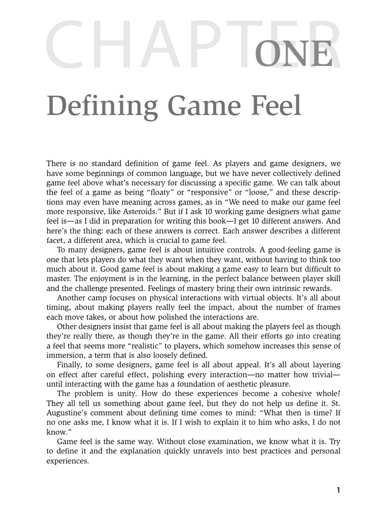Game Feel Steve Swink Chapter 1 | PDF | Experience | Perception