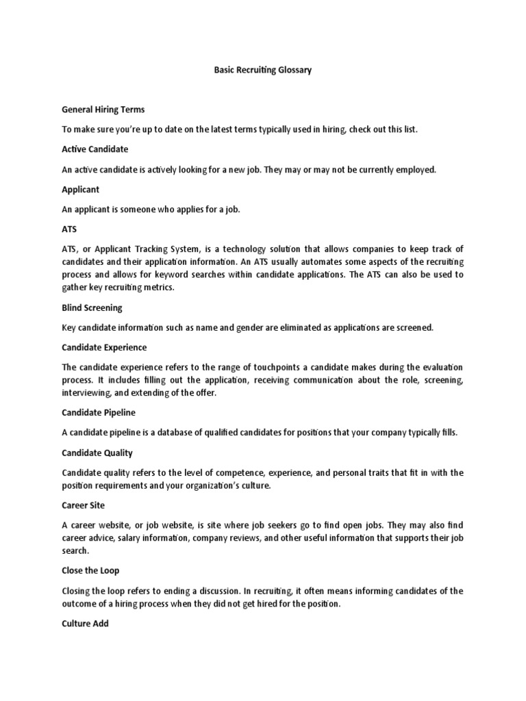 Recruiting Glossary | PDF