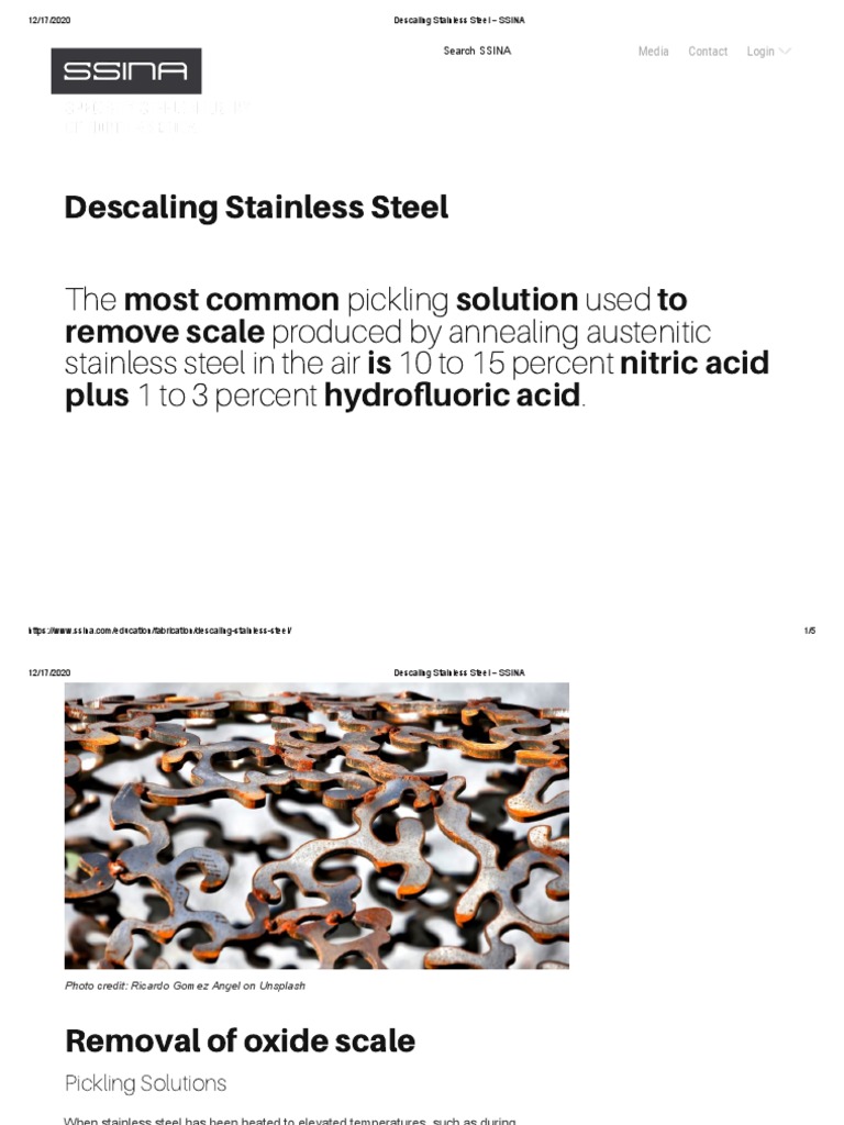 Descaling Stainless Steel - SSINA | PDF | Stainless Steel | Steel