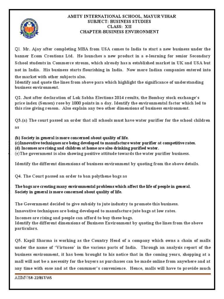 Assignment - Business Environment (Case Studies) | PDF | Electronic ...