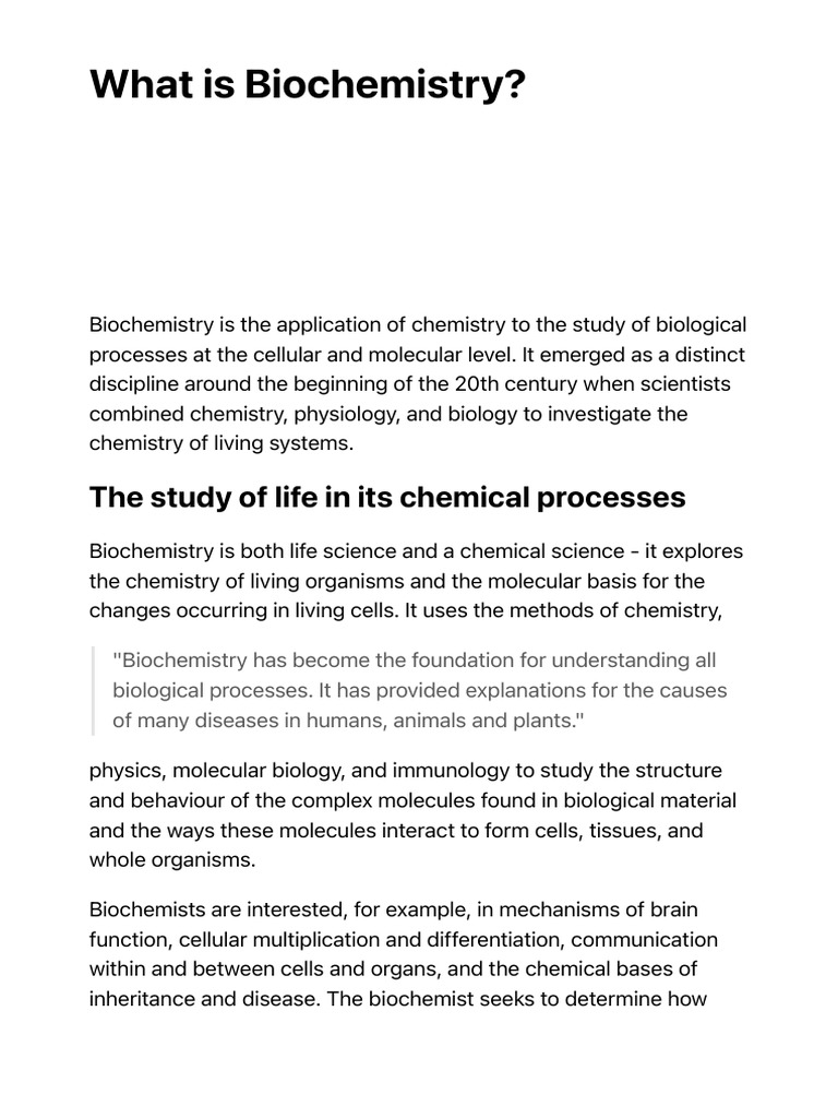 What Is Biochemistry? - Biochemistry - McGill University | PDF ...