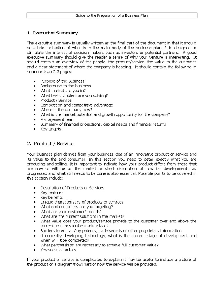 Business Plan Guide | PDF | Marketing | Sales