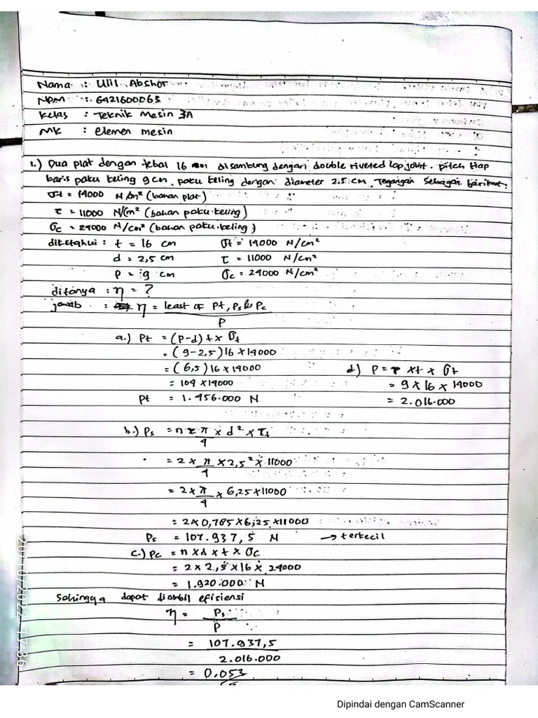 Tugas Elemen Mesin - Ulil Abshor - TM 3A | PDF