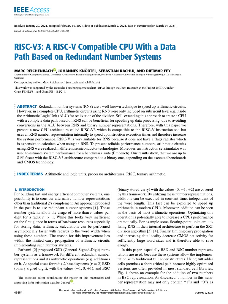 RISC-V3: A RISC-V Compatible CPU With A Data Path Based On Redundant ...
