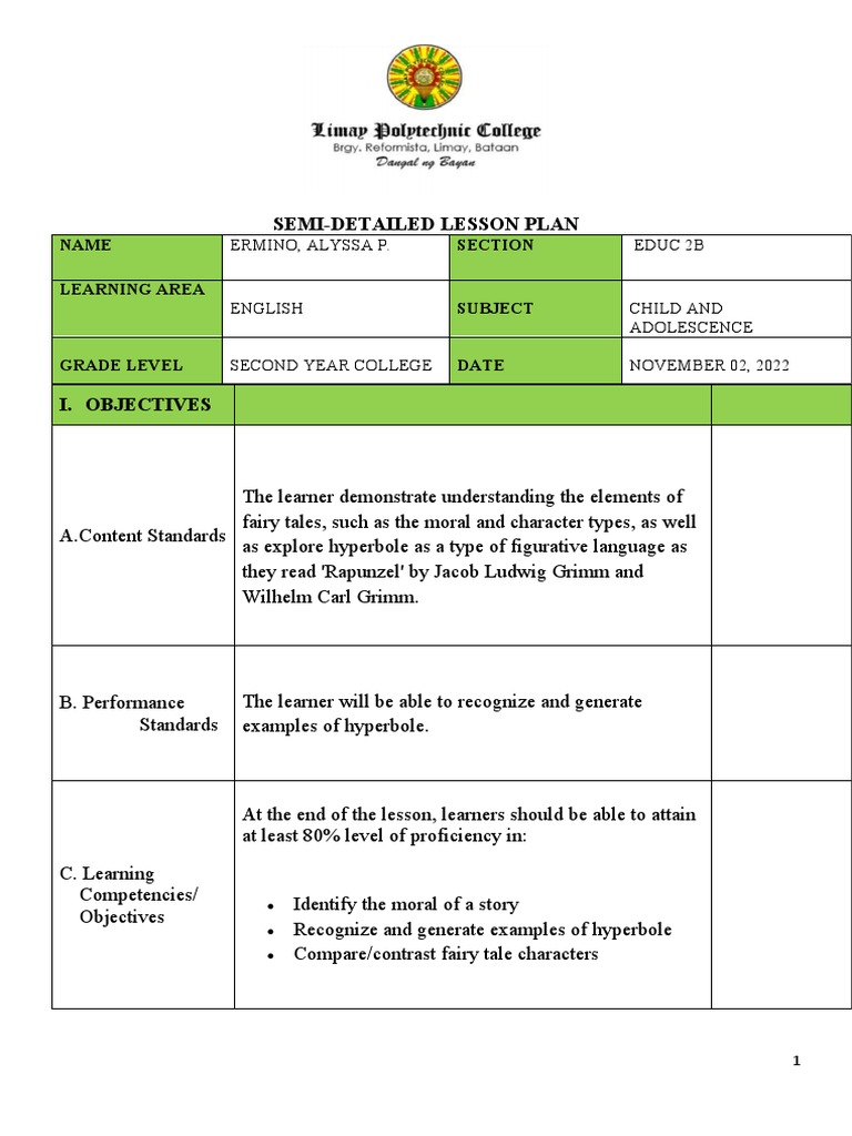 Semi Detailed Rapunzel | PDF | Clause | Sentence (Linguistics)