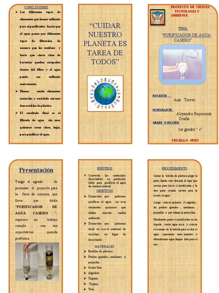 Triptico-Purificador de Agua Carero | PDF | Agua | El plastico Triptico-Purificador de Agua Carero | PDF | Agua | El plastico