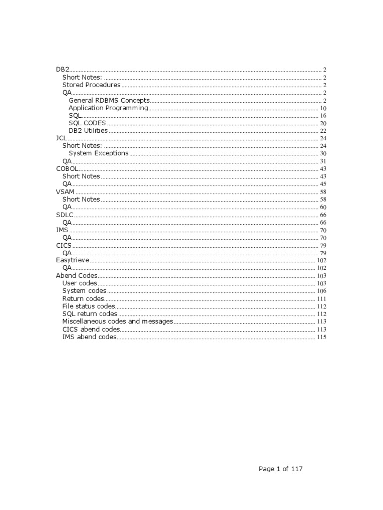 Mainframe DB2 & RDBMS Guide | PDF | Database Index | Sql