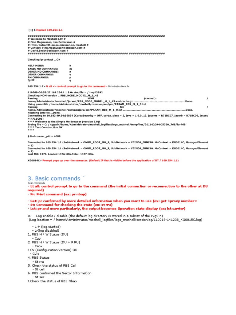 Moshell Command | Download Free PDF | Computer Architecture | Computer Science