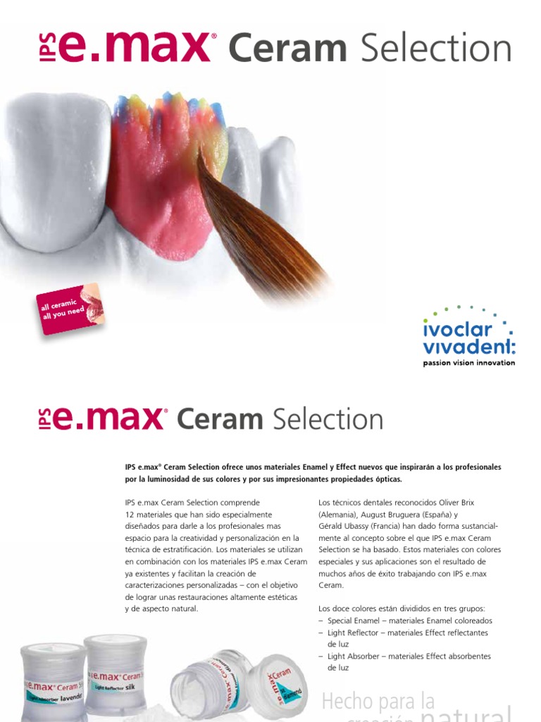 Ips E Max Ceram Selection Pdf Color Visión