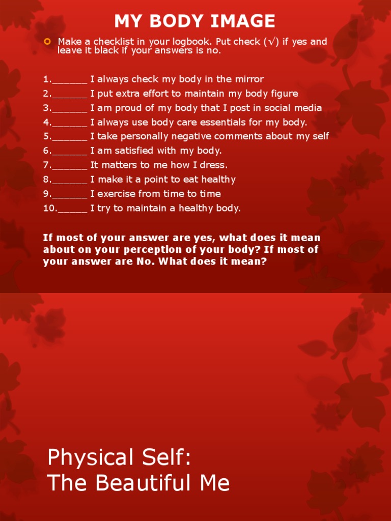 6 Bodily Self or Physical Self The Beautiful Me 1 | PDF | Self Esteem ...