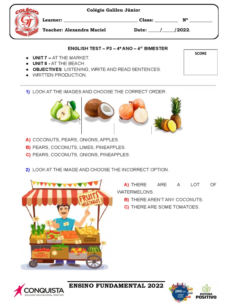 Avaliação P3 4º Bimestre - Li 4º | PDF | Fruit | Agriculture