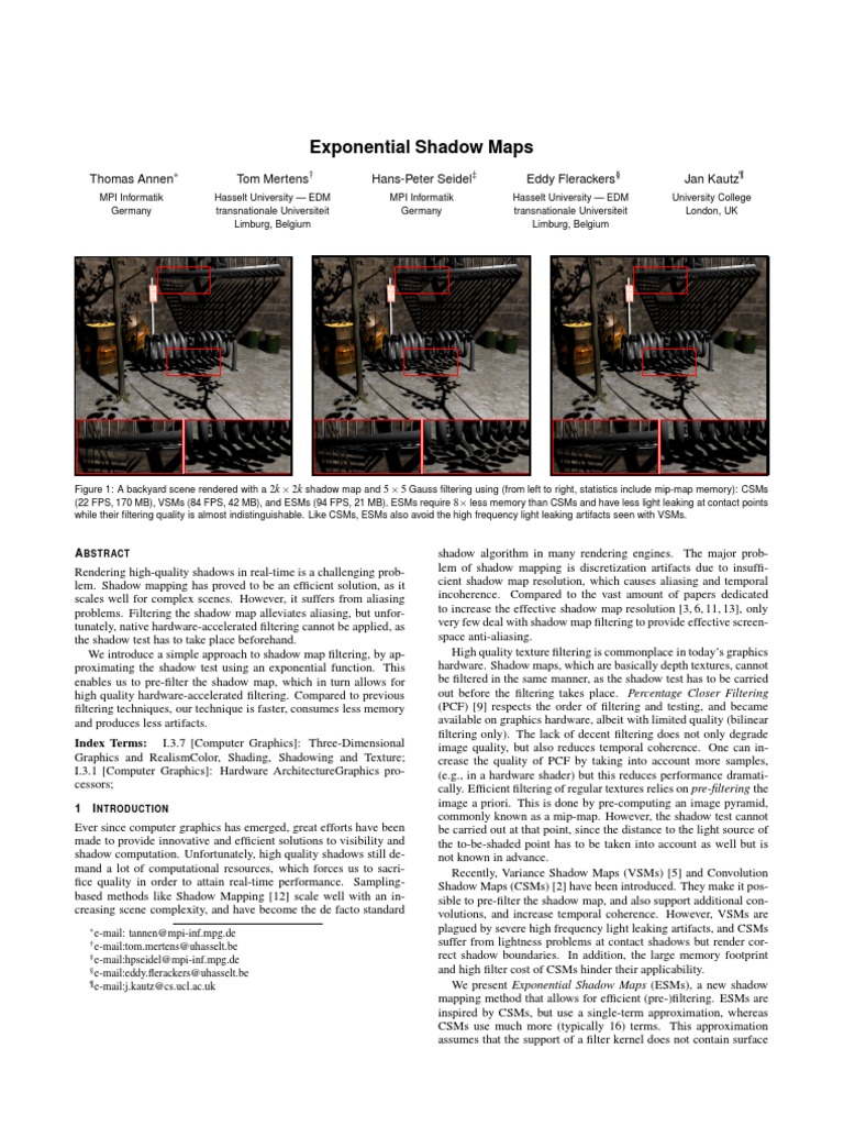 Exponential Shadow Maps Bstract Download Free Pdf Texture Mapping Rendering Computer