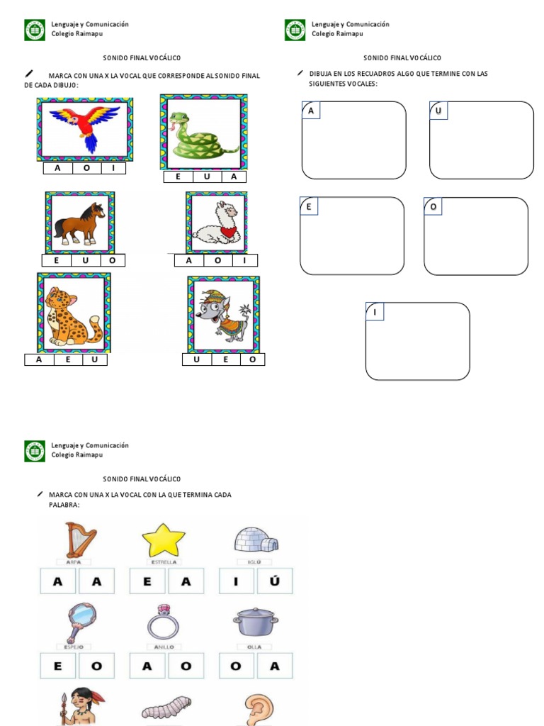 Sonido Final Vocalico | PDF